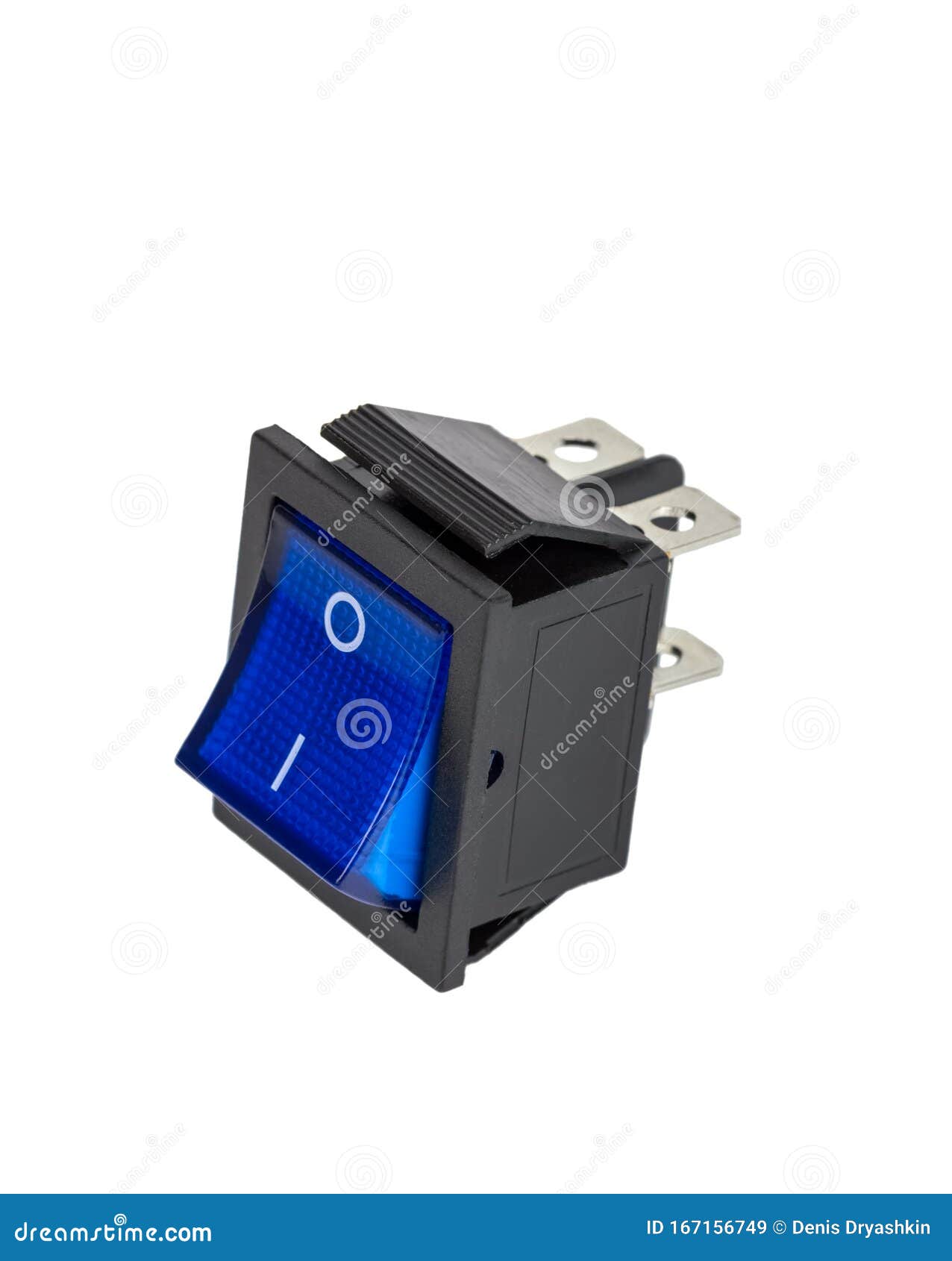 Blue Power Switch on White Background Stock Image - Image of electric ...