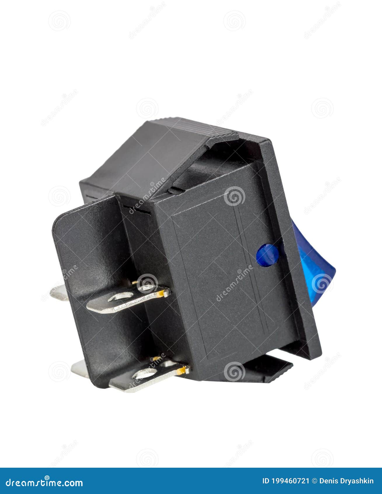 Blue Power Switch on White Background Stock Image - Image of closeup ...