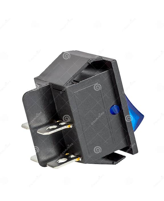 Blue Power Switch on White Background Stock Image - Image of closeup ...