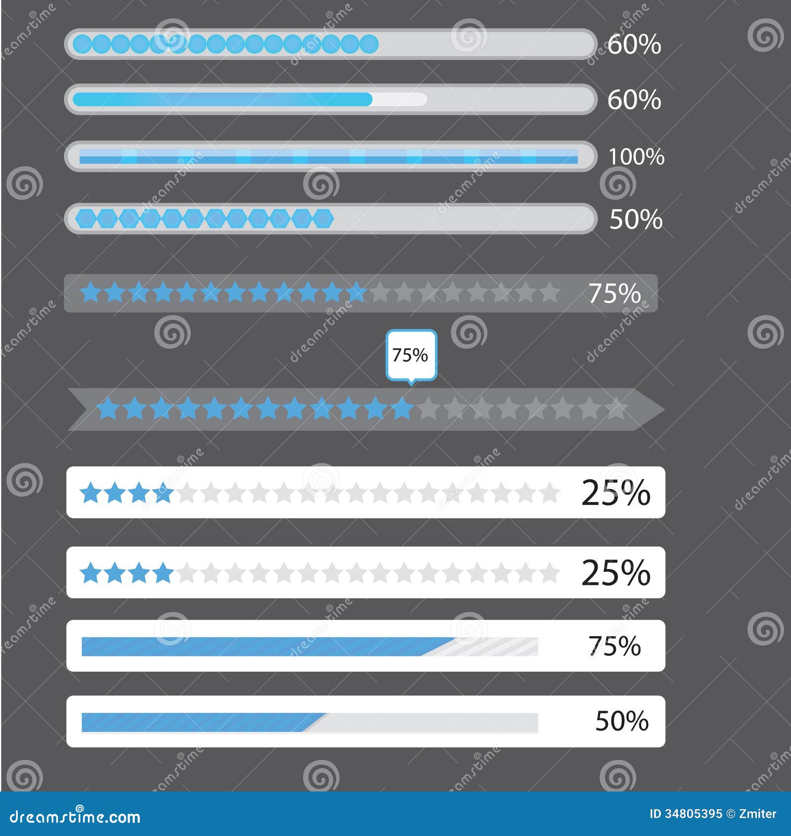 Blue Preloaders and Progress Loading Bars. Stock Illustration ...