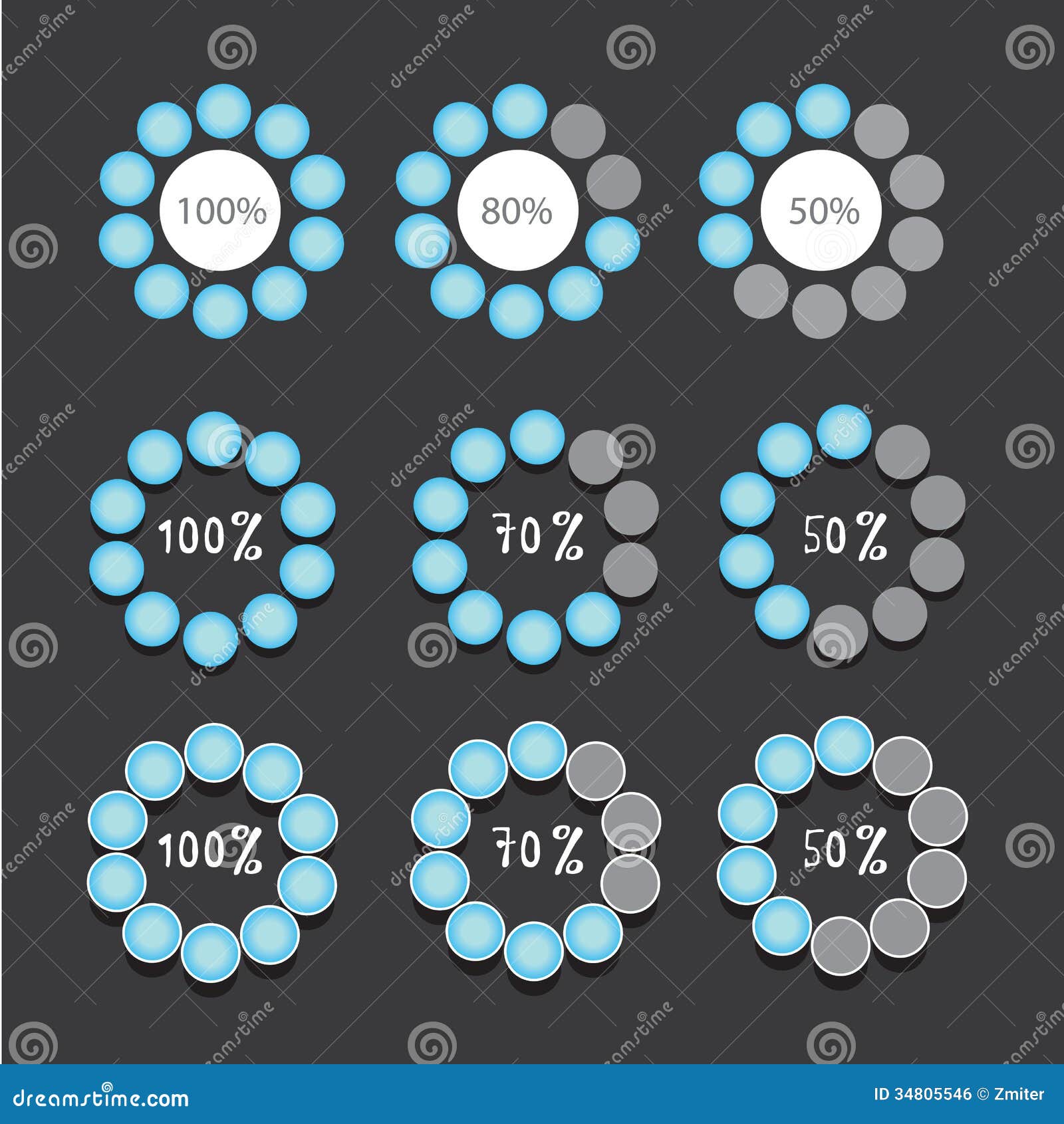 Blue Preloaders and Progress Loading Bars. Stock Illustration ...