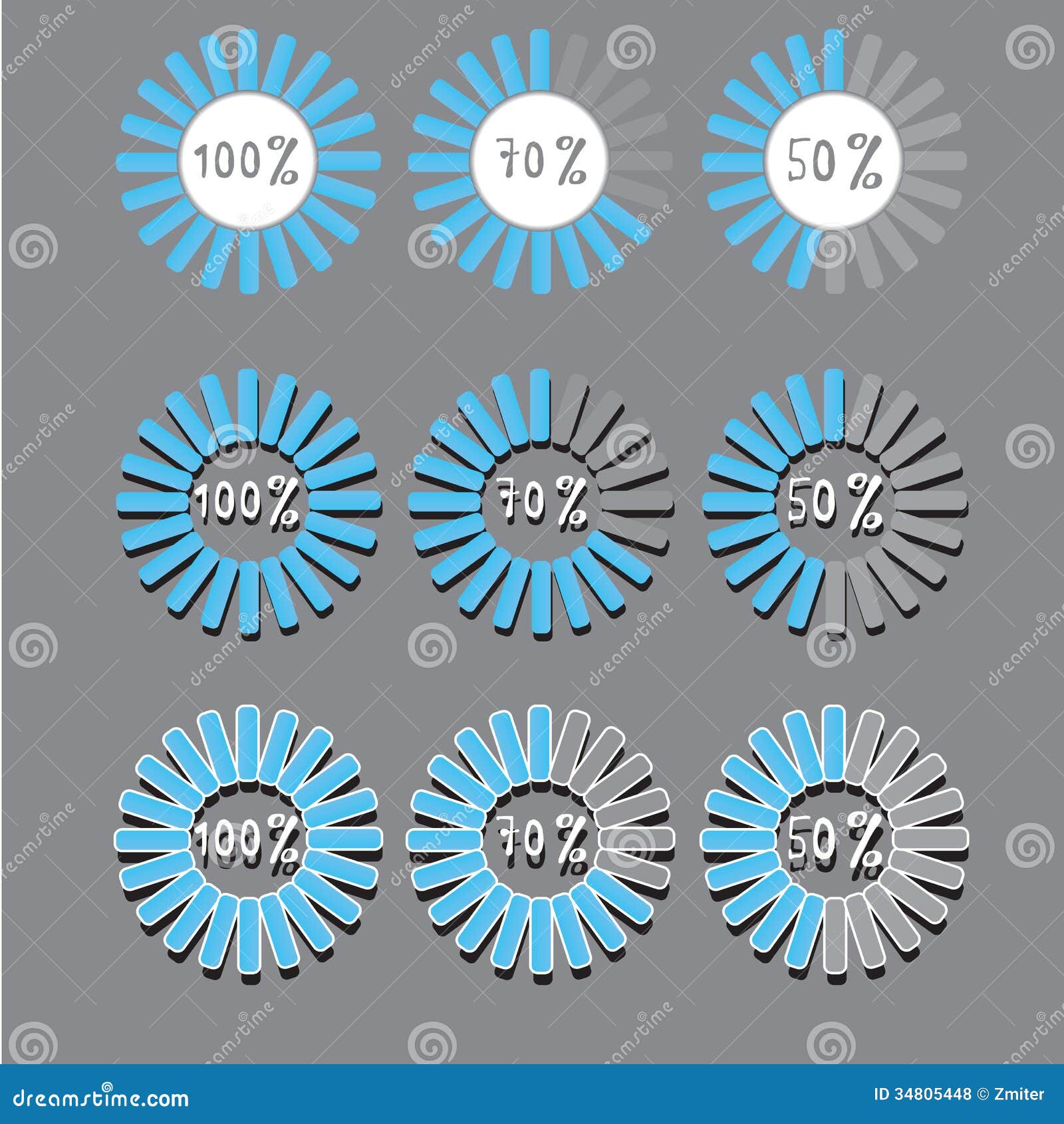 Blue Preloaders and Progress Loading Bars. Stock Vector - Illustration ...