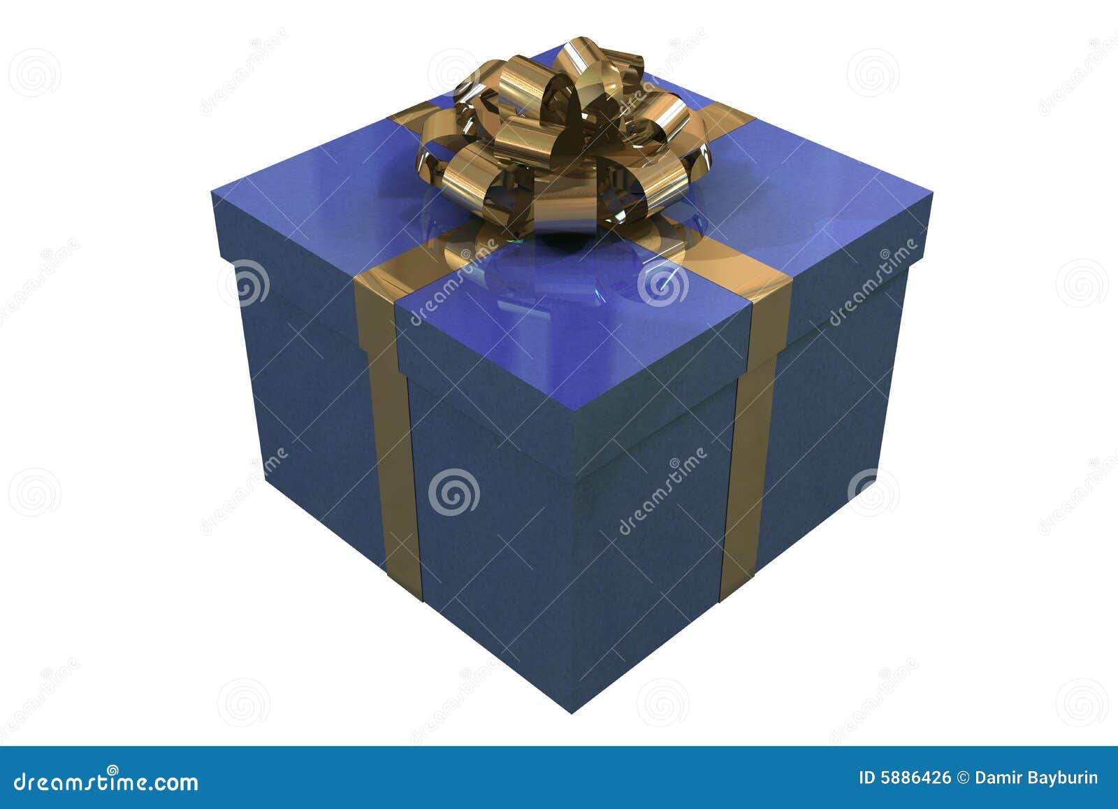 Blue Present Box Isolated on White Background Stock Illustration ...