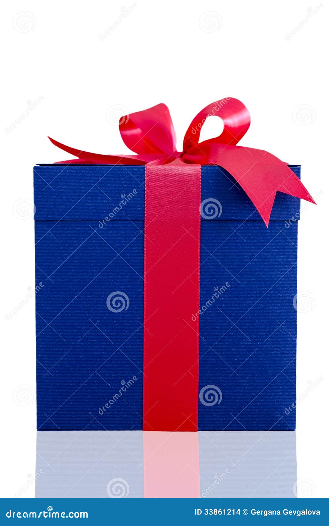 Blue Present Box with Red Ribbon Isolated Stock Photo - Image of ...