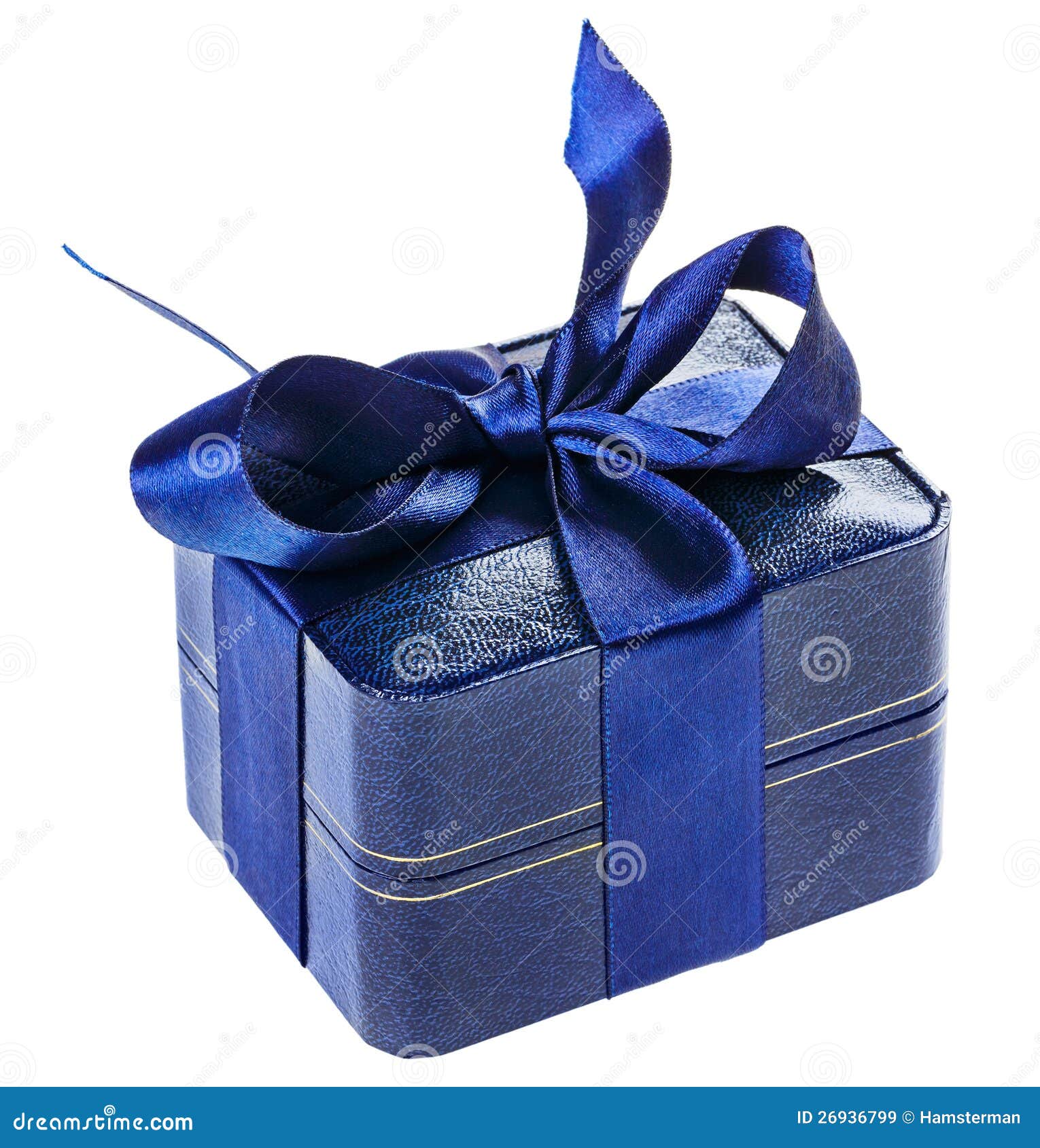 Blue Present Box with Silk Ribbon Stock Image - Image of celebration ...