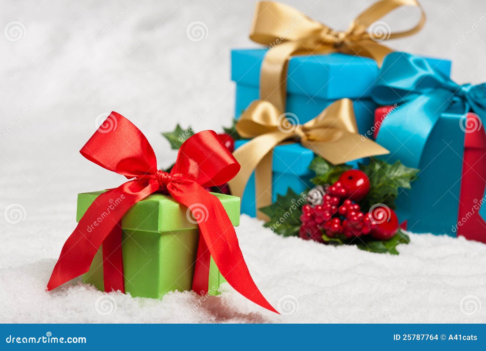 Blue Present with Gold Ribbon Stock Photo - Image of color, shopping ...