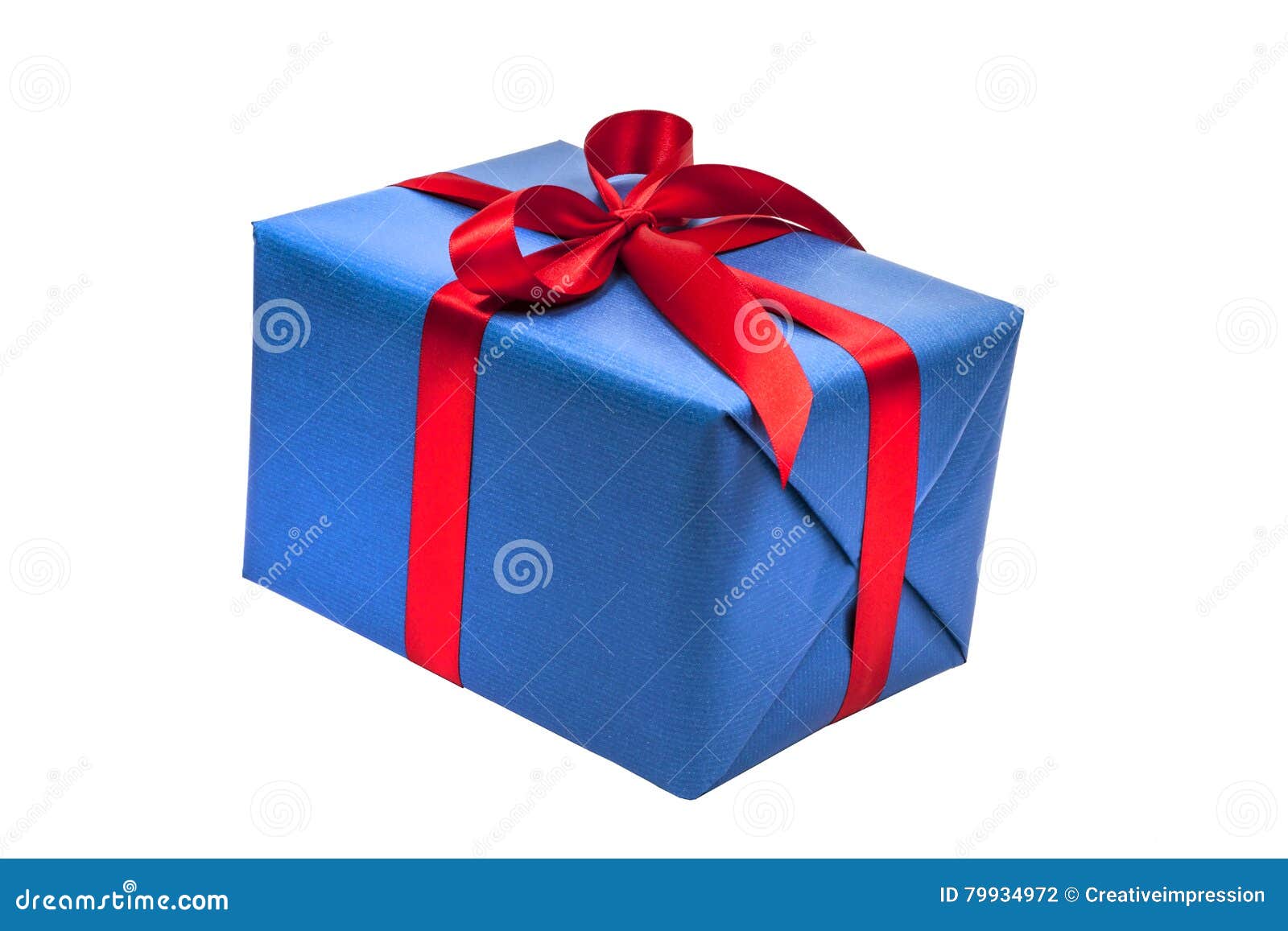 Blue present on white stock photo. Image of christmas - 79934972