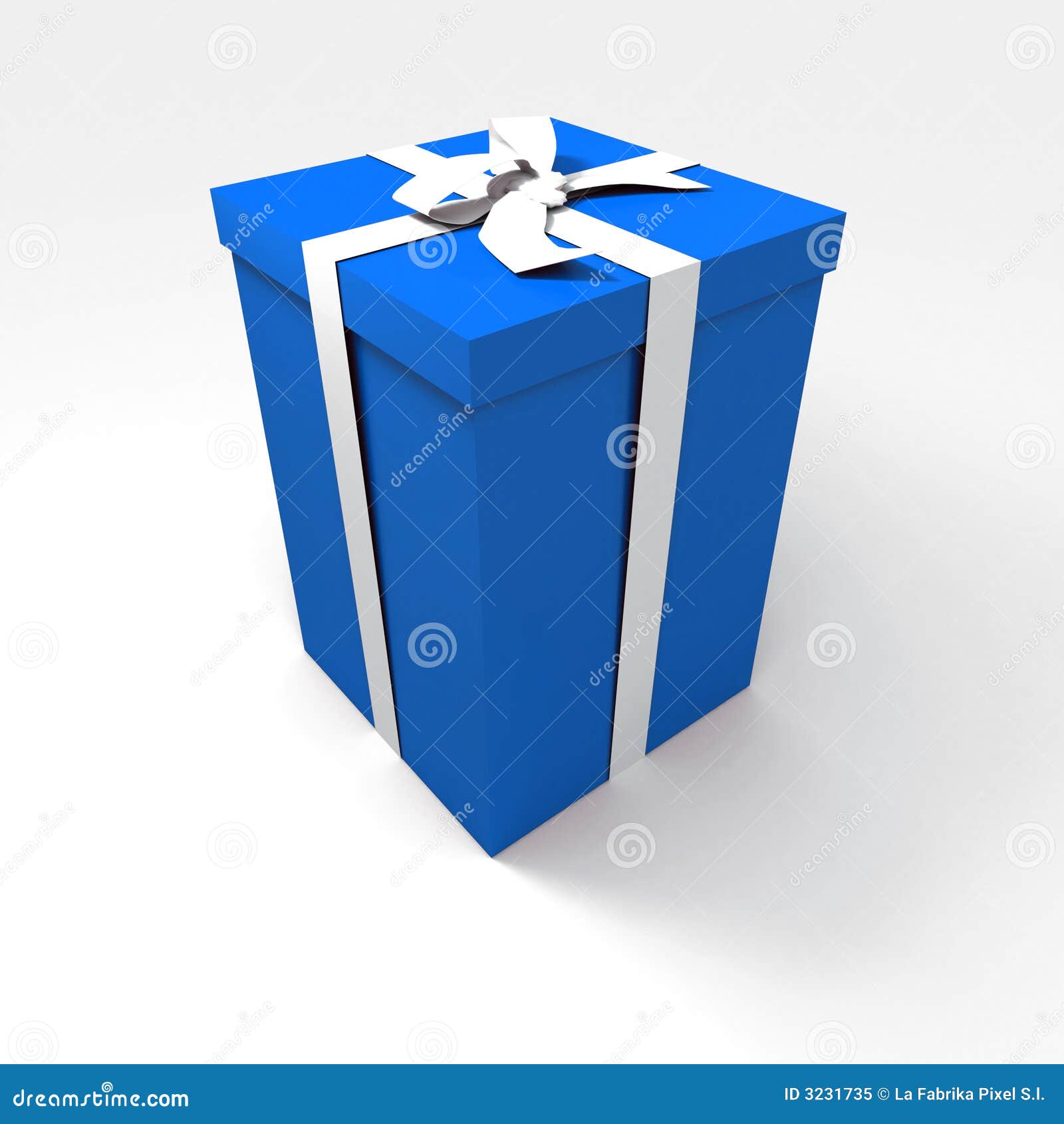 Blue Present with White Ribbon Stock Illustration - Illustration of ...