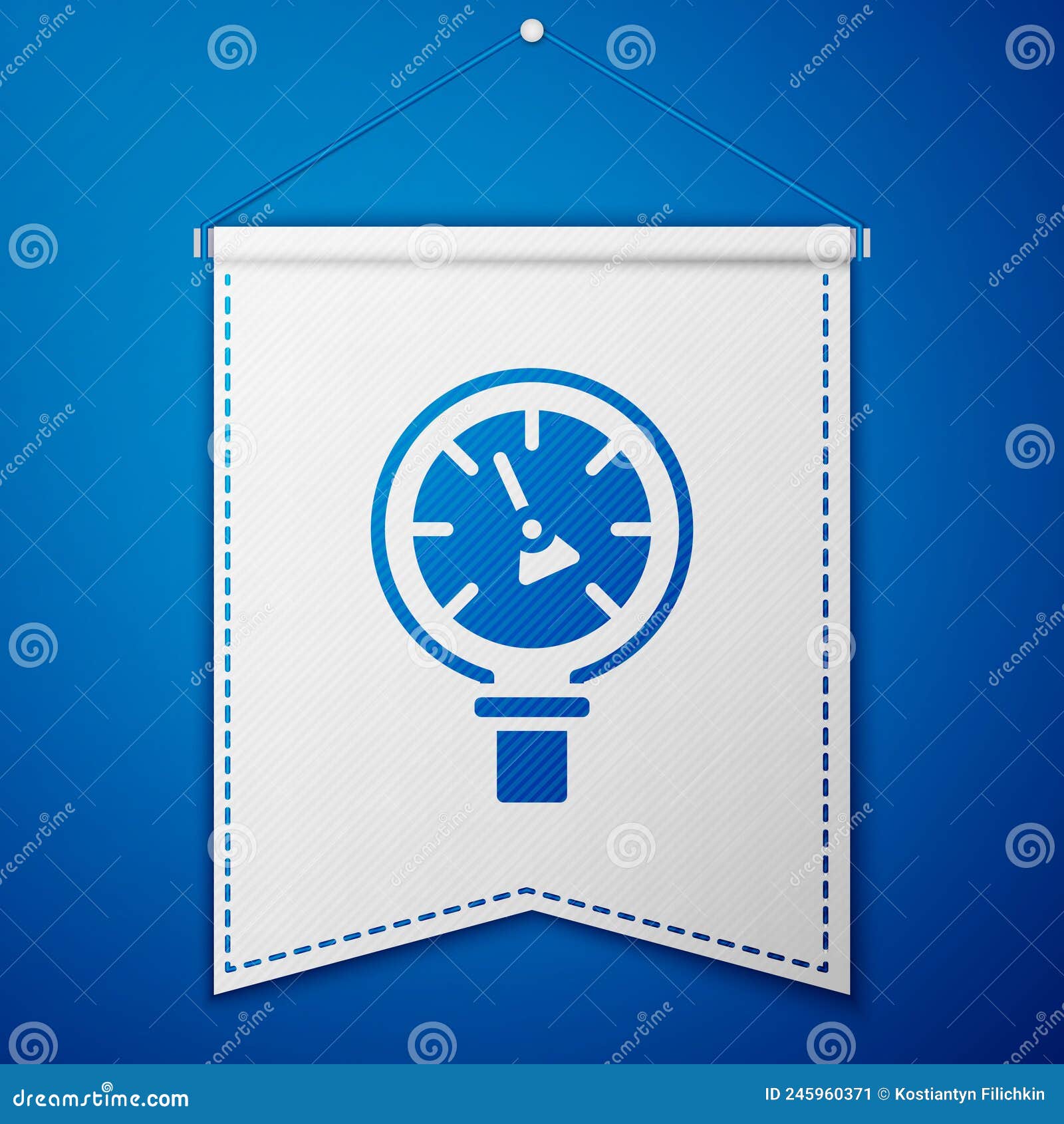 Blue Pressure Water Meter Icon Isolated on Blue Background. White ...