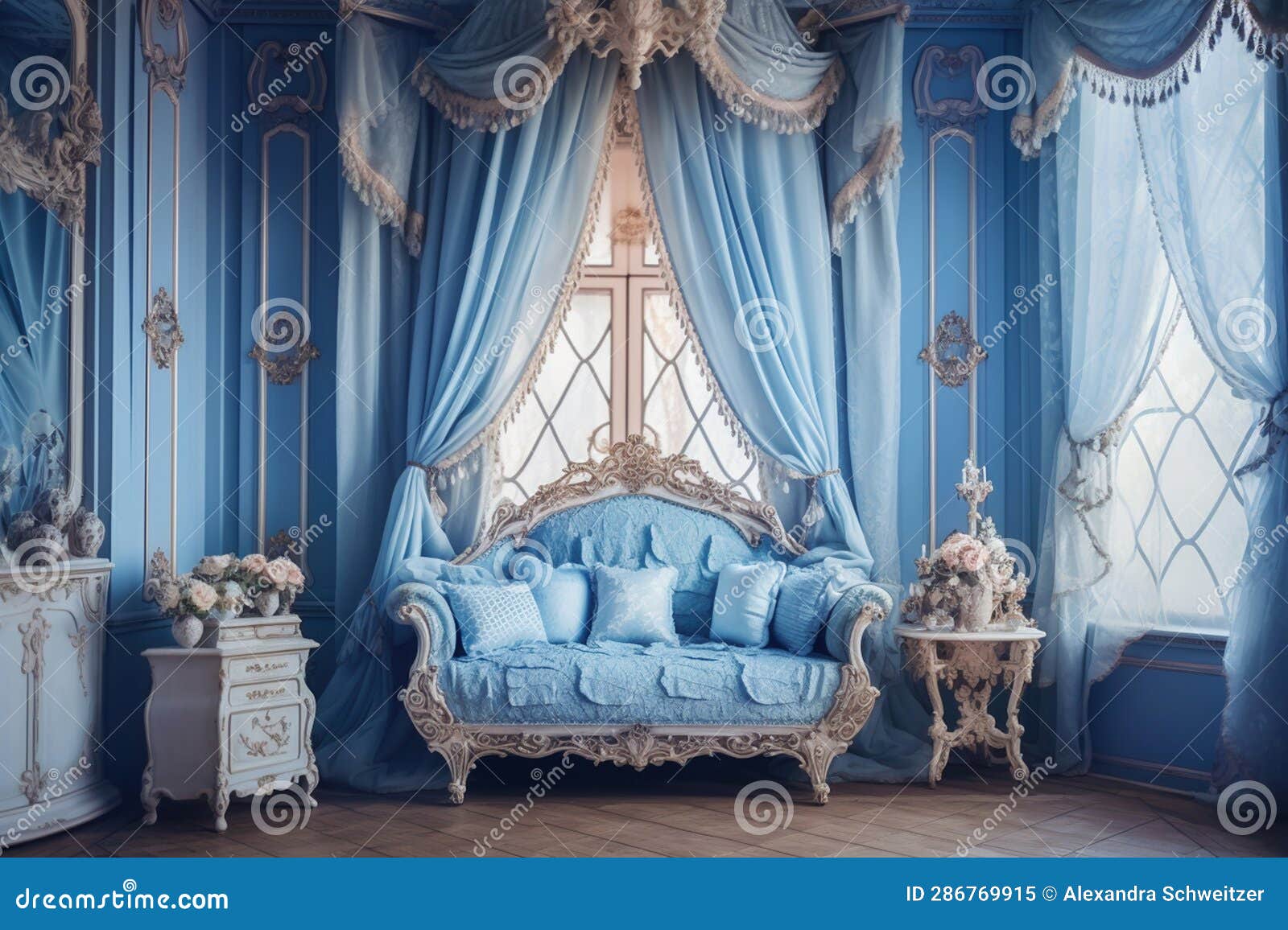 Blue Princess Room. Ai Generated Image Stock Illustration ...