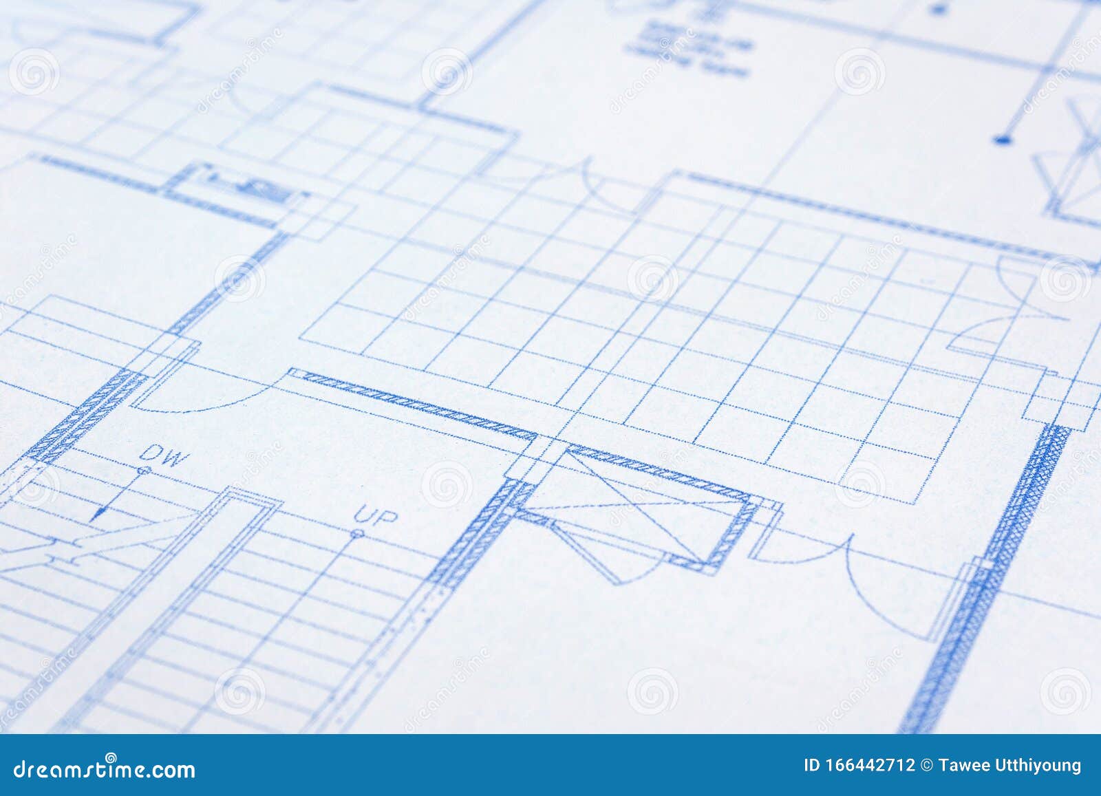 Blue print document stock photo. Image of industry, construction ...