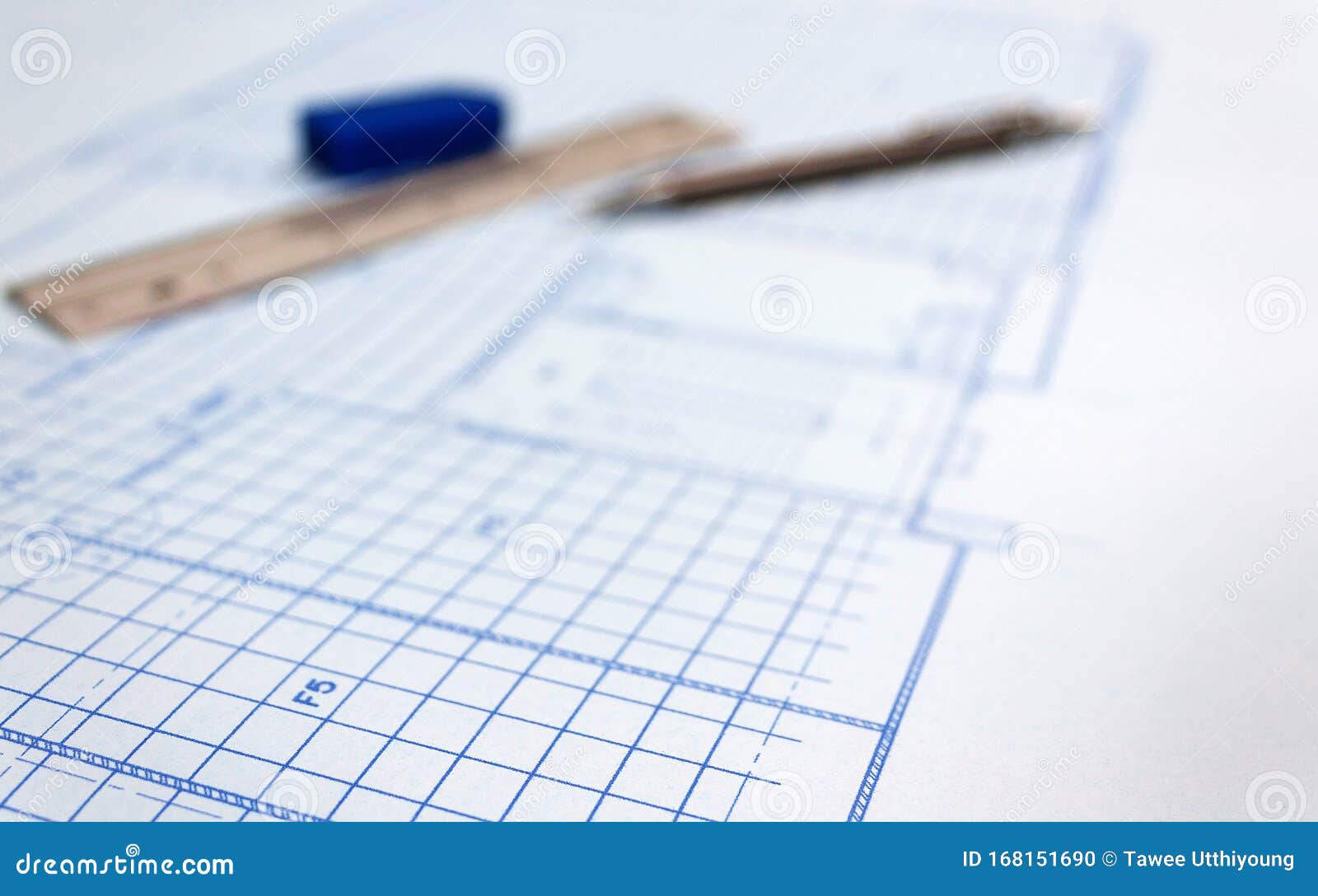 Blue print document stock photo. Image of graph, engineering - 168151690