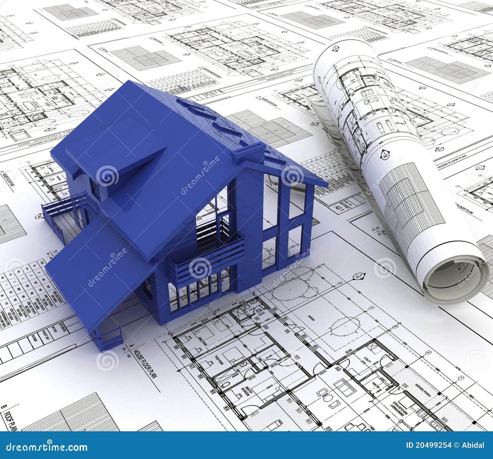 Blue print of a house stock illustration. Illustration of model - 20499254