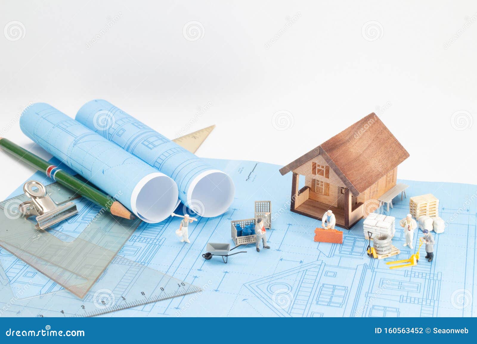 The Blue Print House Plan. Design Architecture Home Stock Photo - Image ...