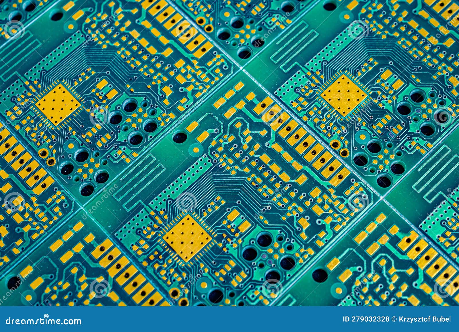 Blue Printed Circuit Board with Gold Plating Stock Photo - Image of ...