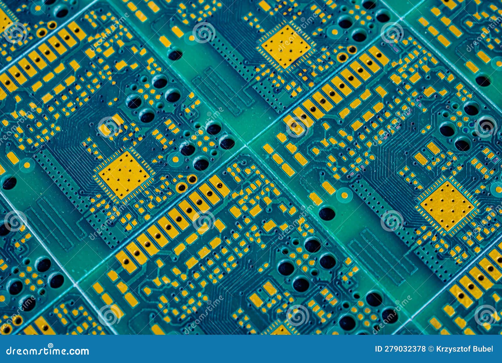 Blue Printed Circuit Board with Gold Plating Stock Photo - Image of ...