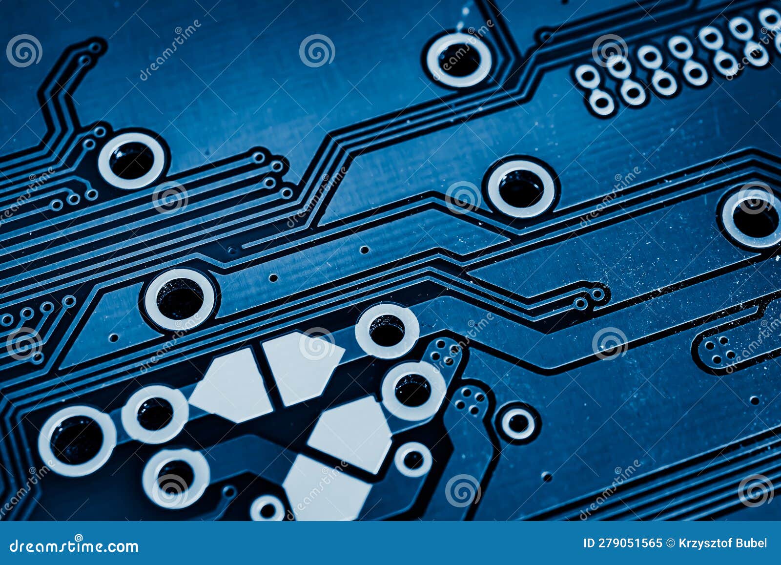Blue Printed Circuit Board with Gold Plating Stock Image - Image of ...