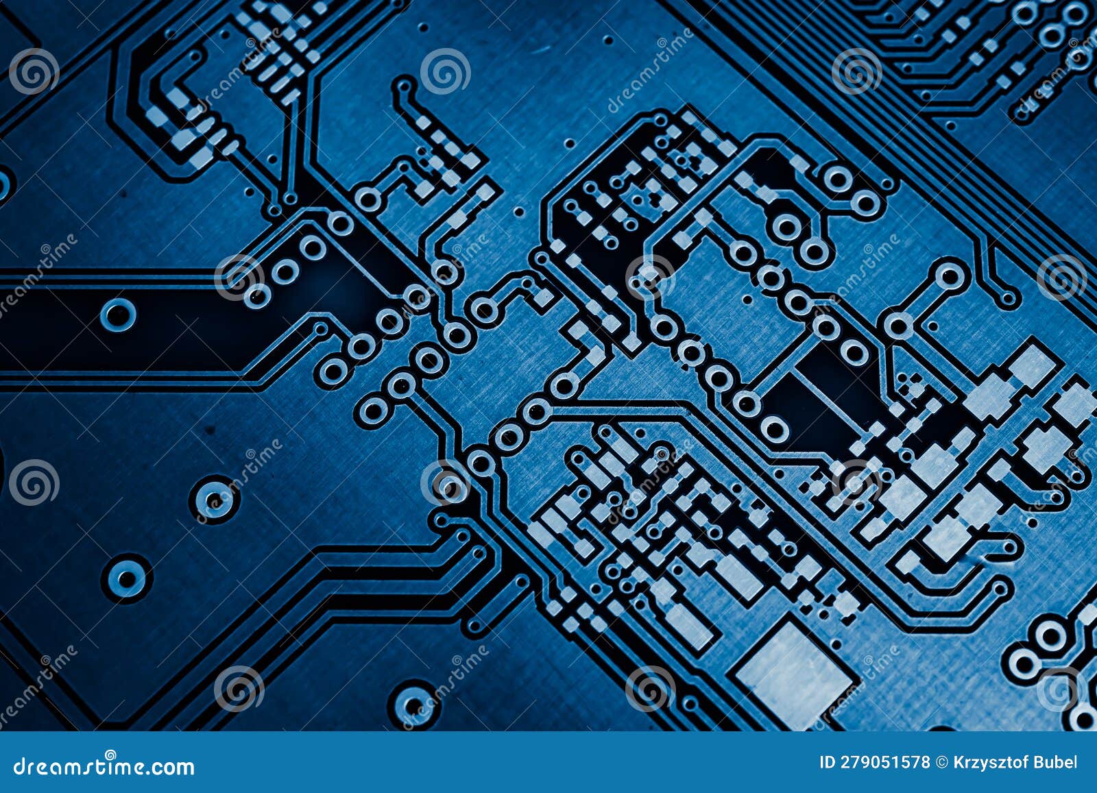 Blue Printed Circuit Board with Gold Plating Stock Photo - Image of ...