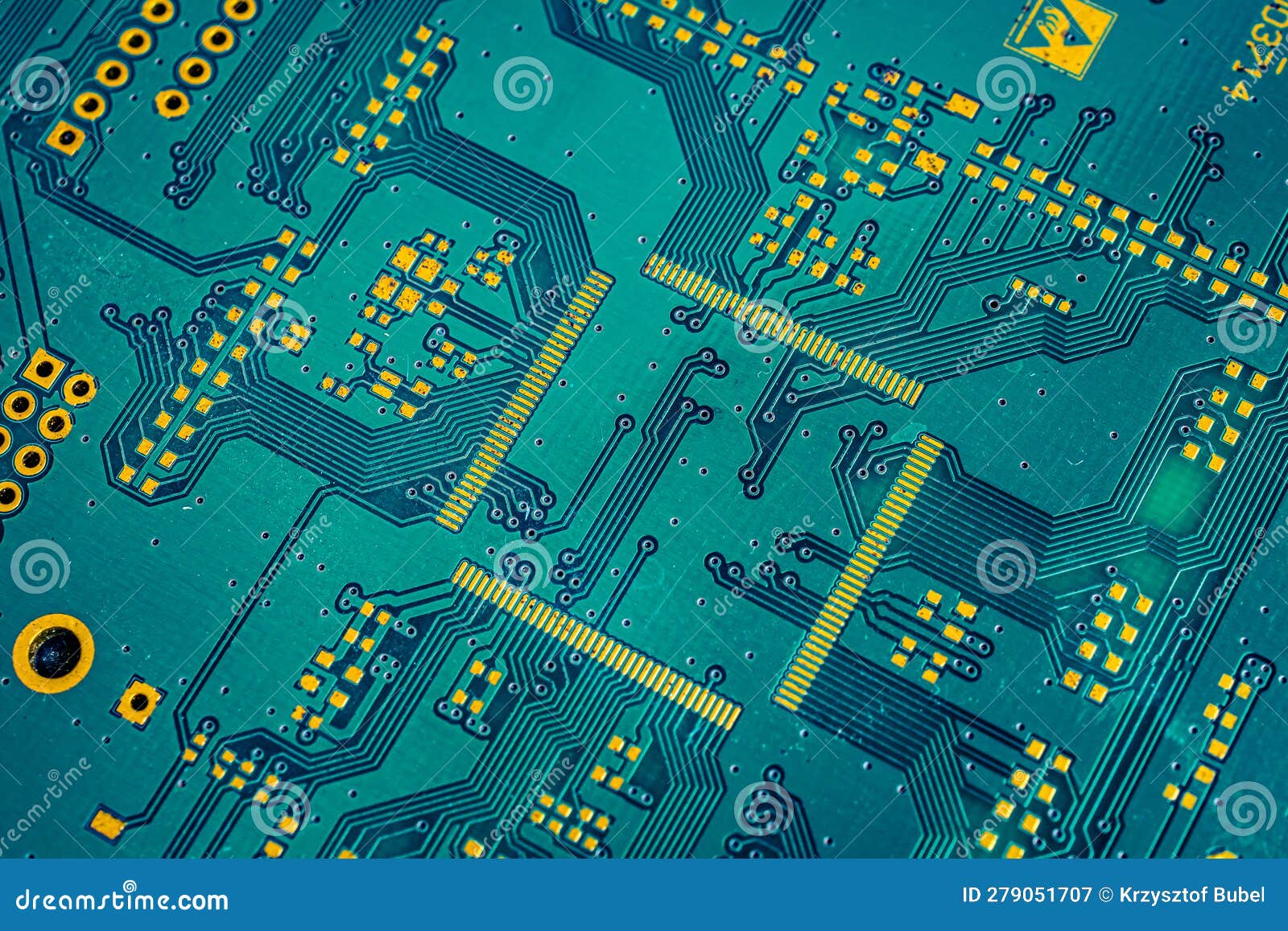 Blue Printed Circuit Board with Gold Plating Stock Image - Image of ...