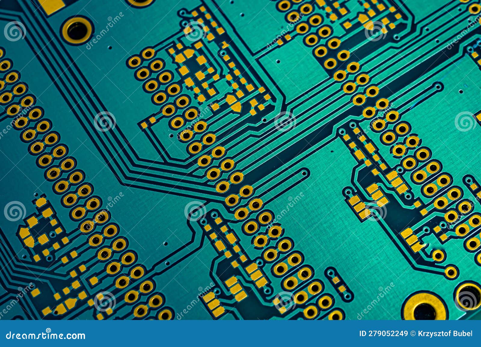 Blue Printed Circuit Board with Gold Plating Stock Image - Image of ...