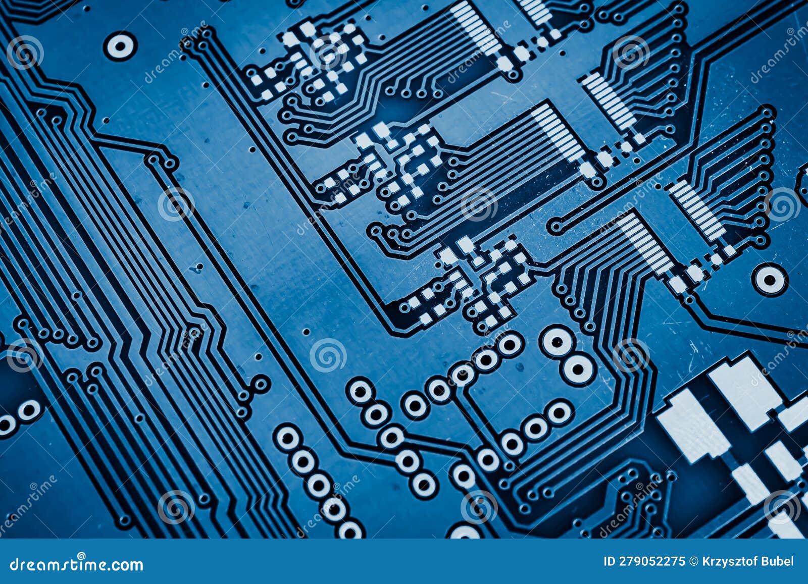 Blue Printed Circuit Board with Gold Plating Stock Image - Image of ...