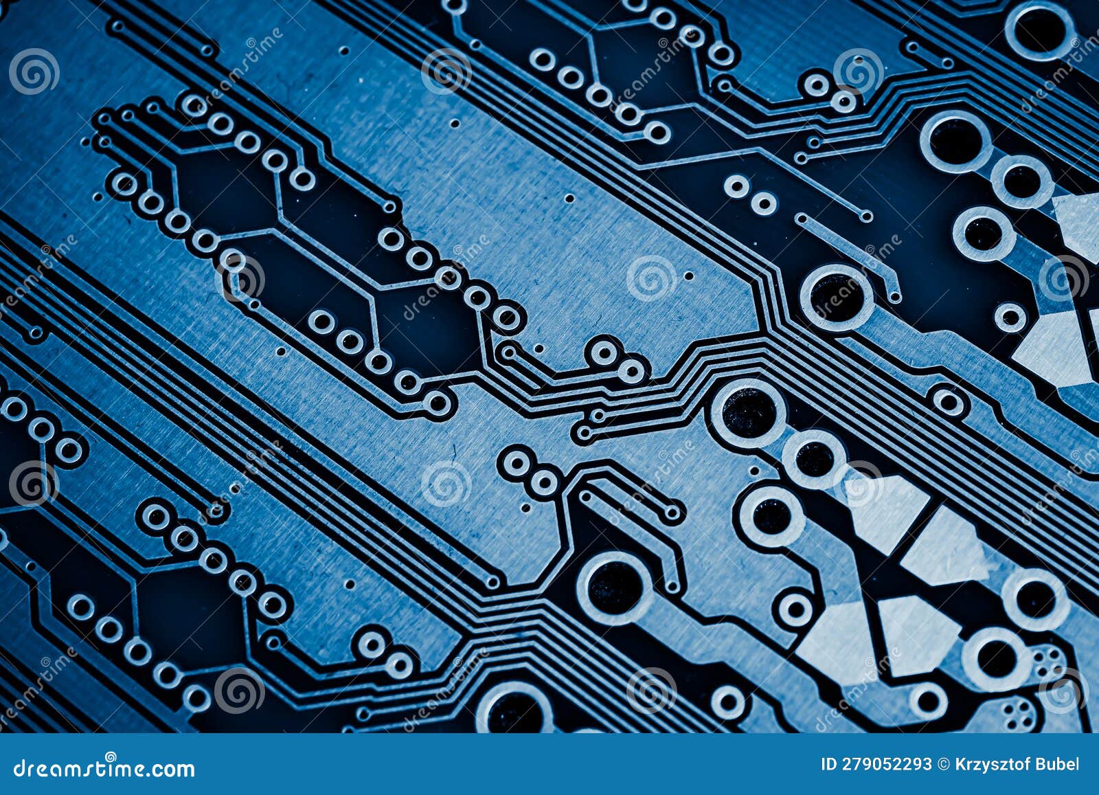 Blue Printed Circuit Board with Gold Plating Stock Image - Image of ...