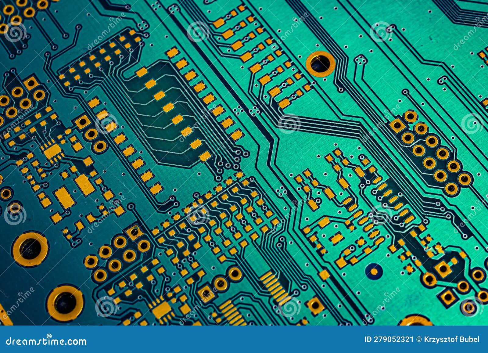 Blue Printed Circuit Board with Gold Plating Stock Image - Image of ...