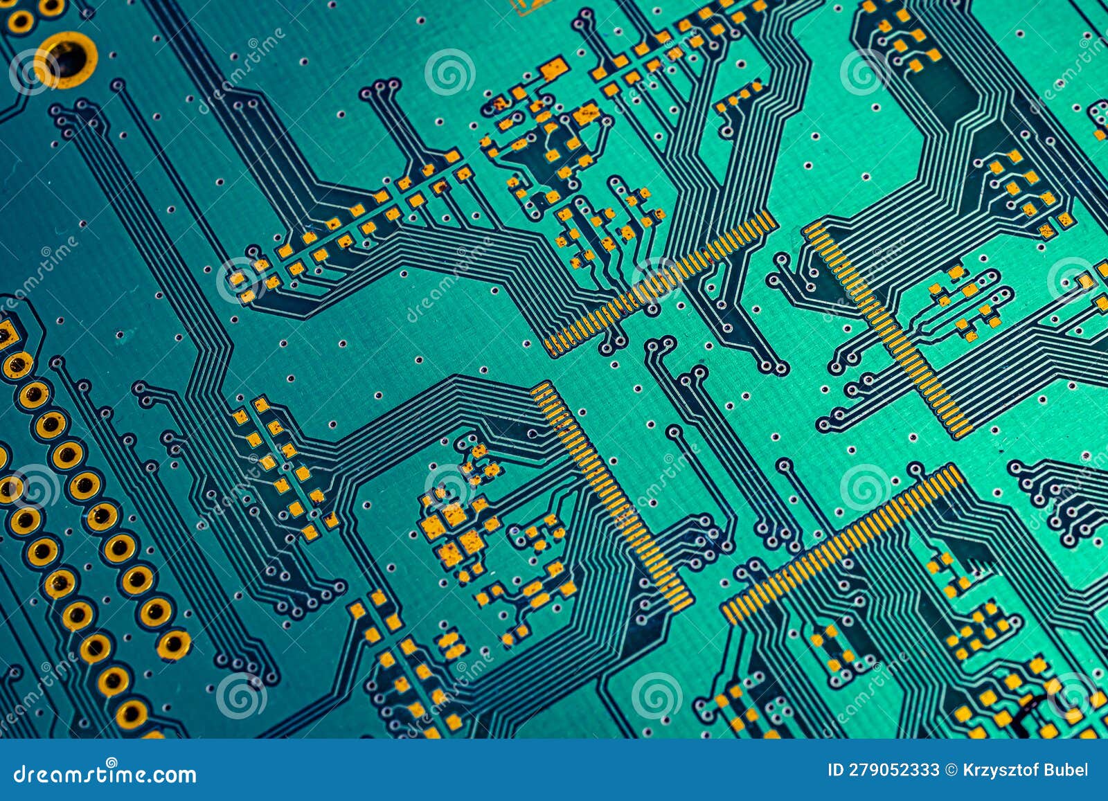 Blue Printed Circuit Board with Gold Plating Stock Image - Image of ...