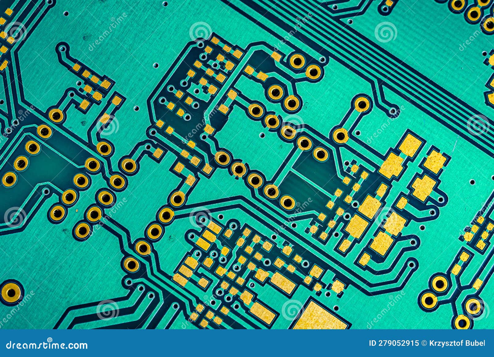 Blue Printed Circuit Board with Gold Plating Stock Image - Image of ...