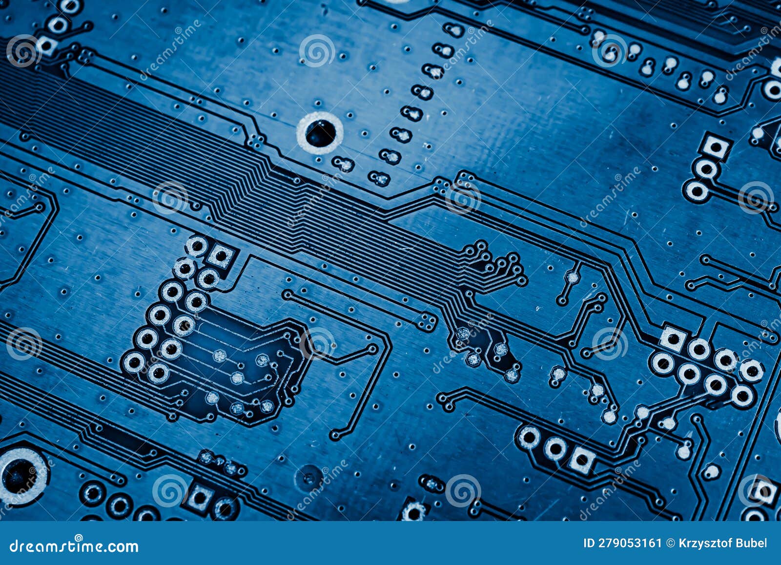 Blue Printed Circuit Board with Gold Plating Stock Image - Image of ...