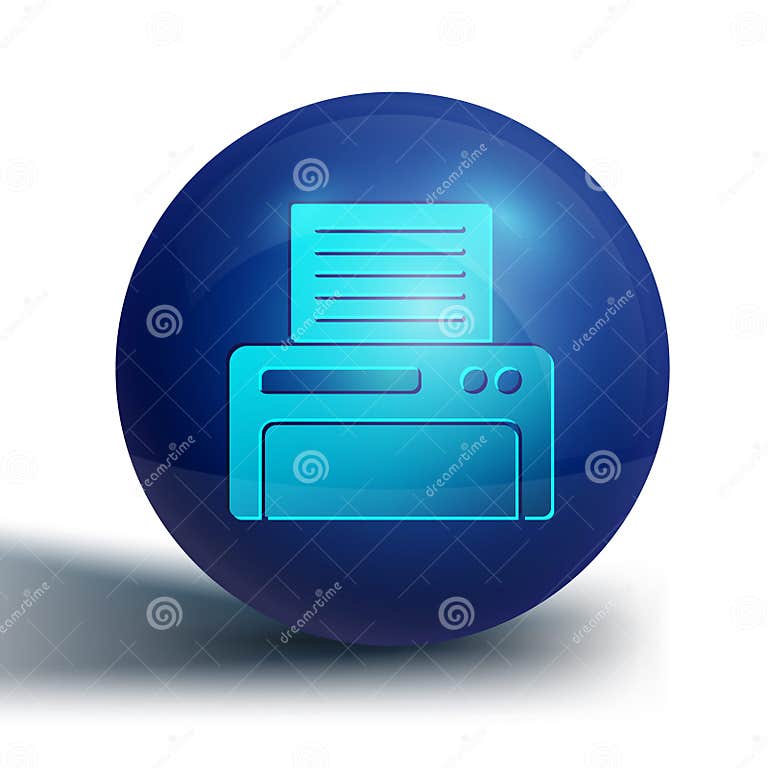 Blue Printer Icon Isolated on White Background. Blue Circle Button ...