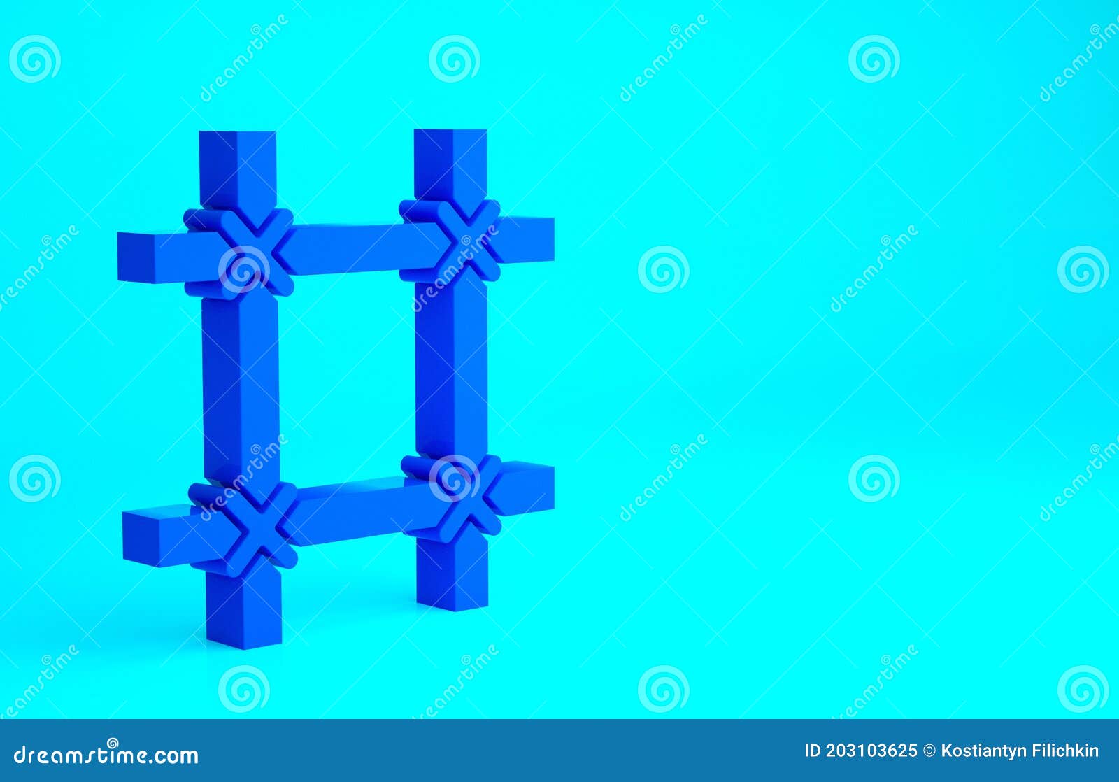 Blue Prison Window Icon Isolated on Blue Background. Minimalism Concept ...