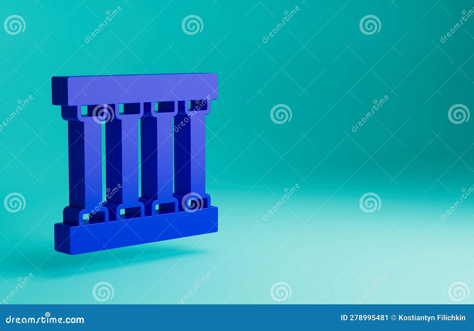 Blue Prison Window Icon Isolated on Blue Background. Minimalism Concept ...