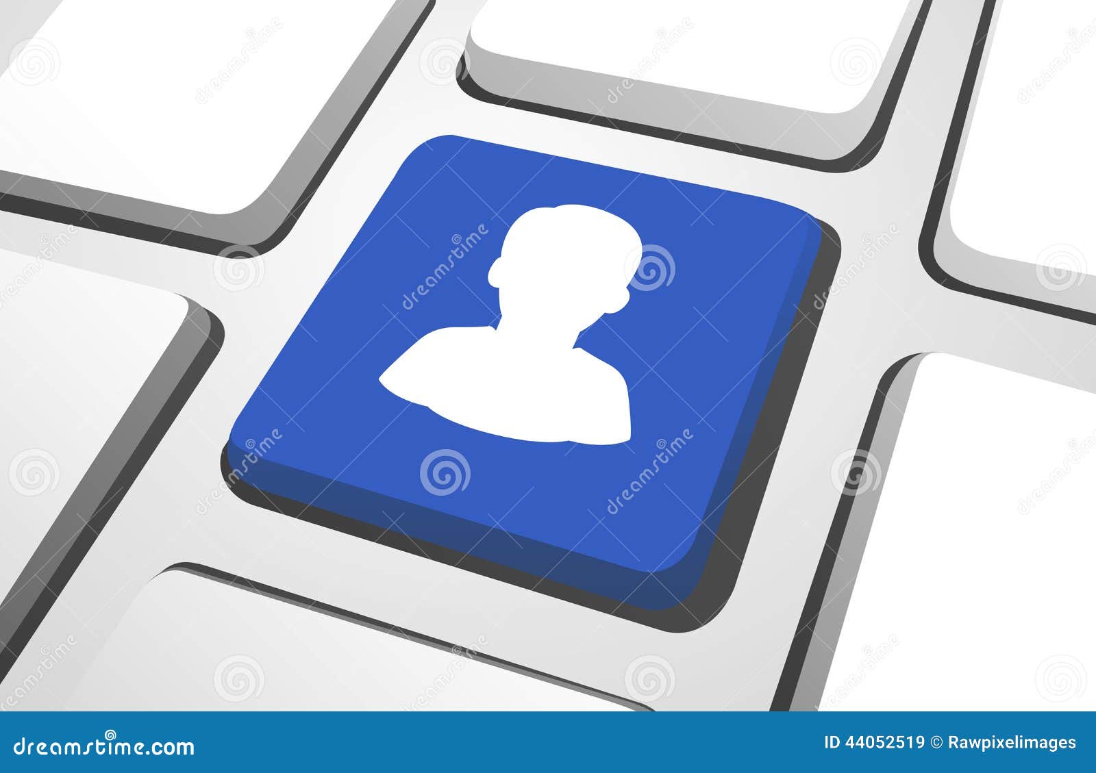 Blue Profile Computer Icon on a Keyboard Button. Stock Illustration ...