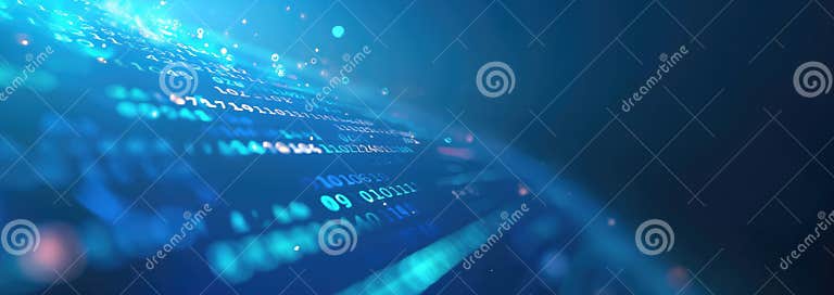 Blue Program Code Data Stream on Computer Stock Illustration ...