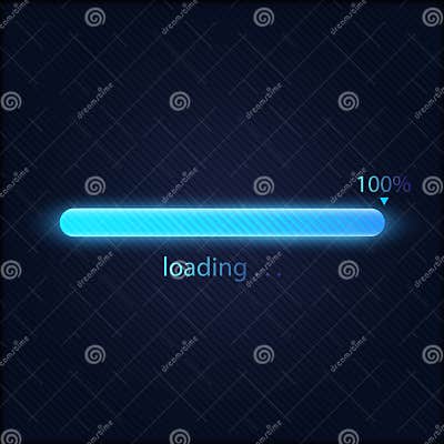 Blue Progress Loading Bar 100 , Technology Concept Stock Vector ...
