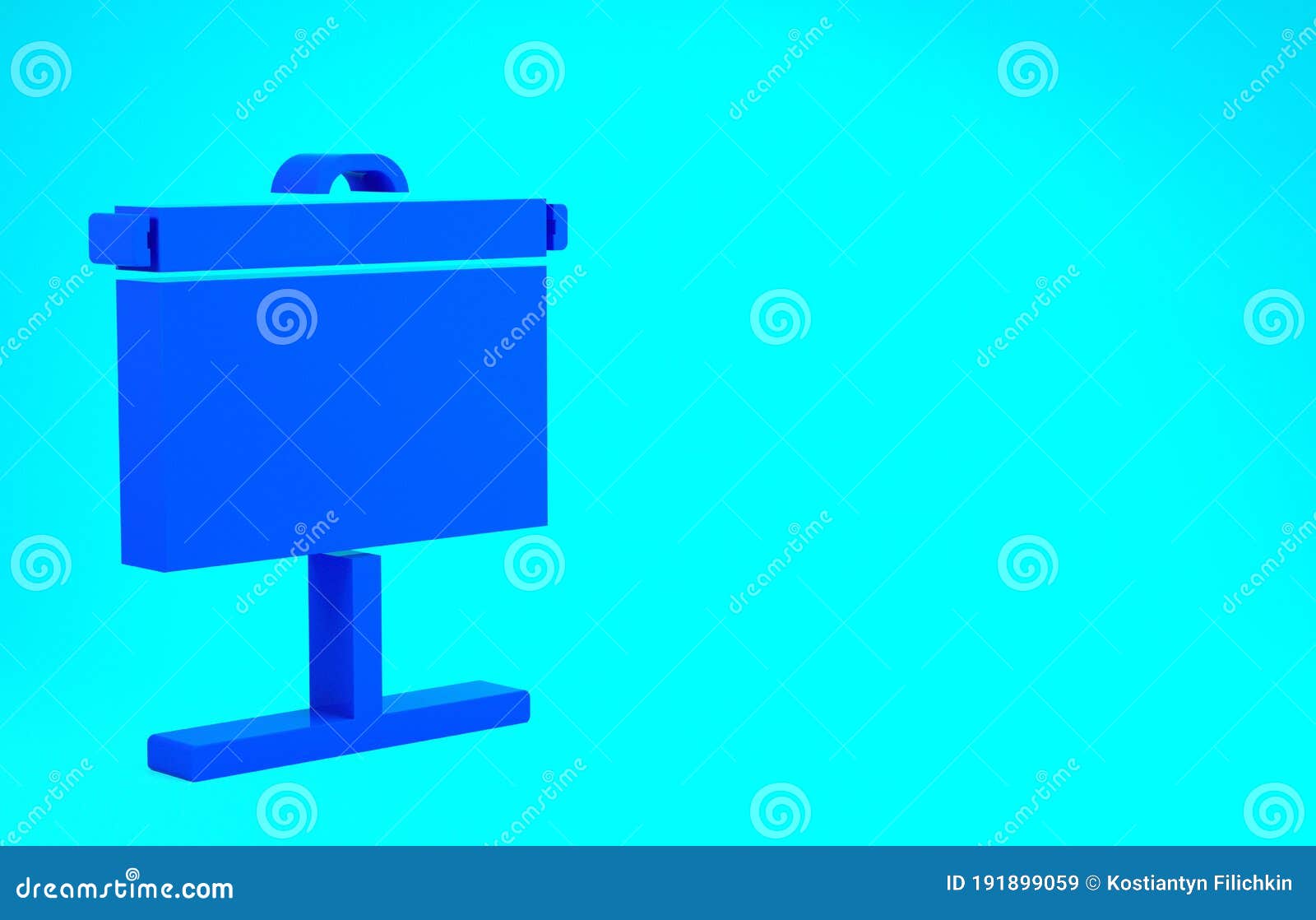 Blue Projection Screen Icon Isolated on Blue Background. Business ...