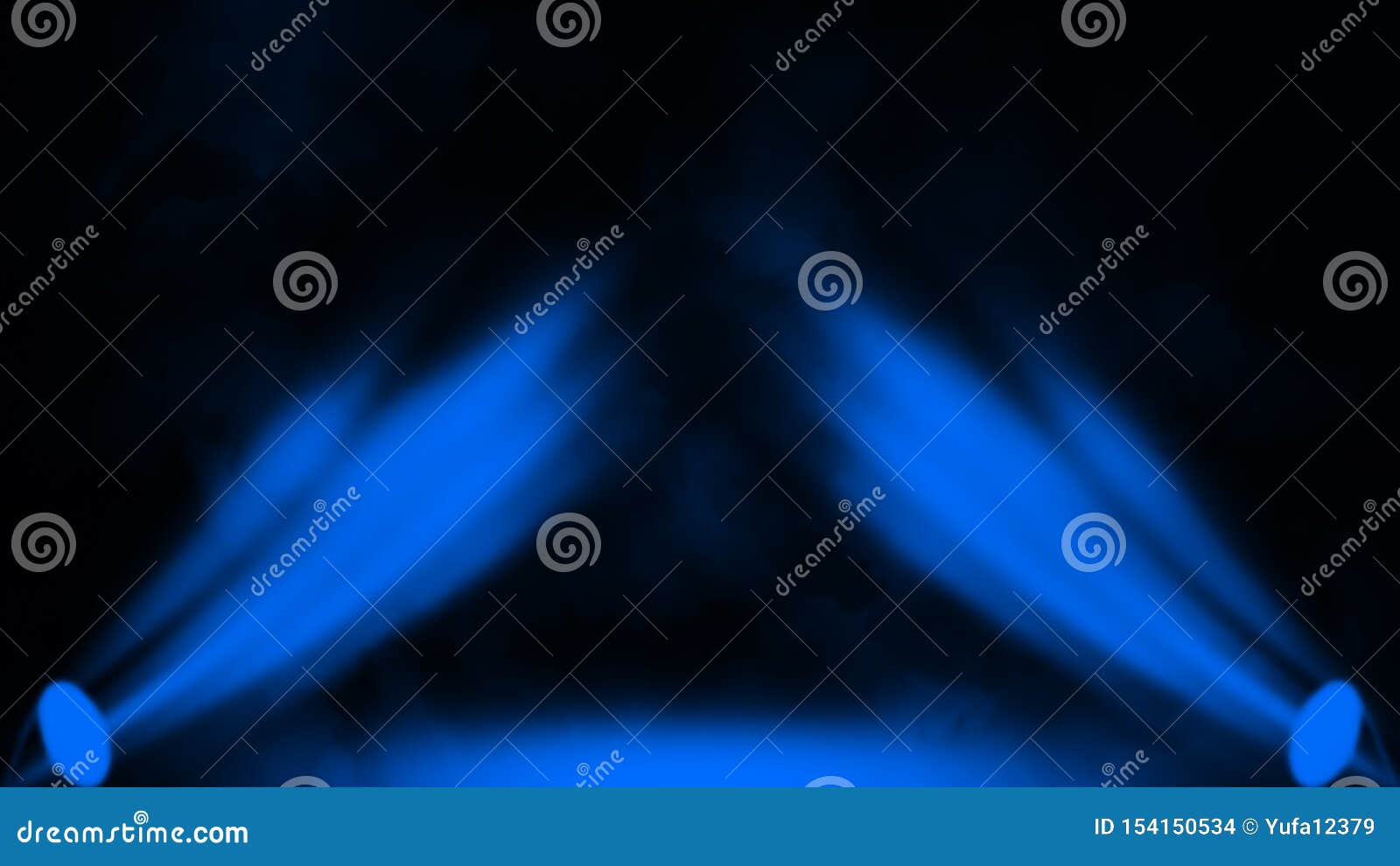 Blue Projector. Spotlight Stage with Smoke on Black Background. Design ...