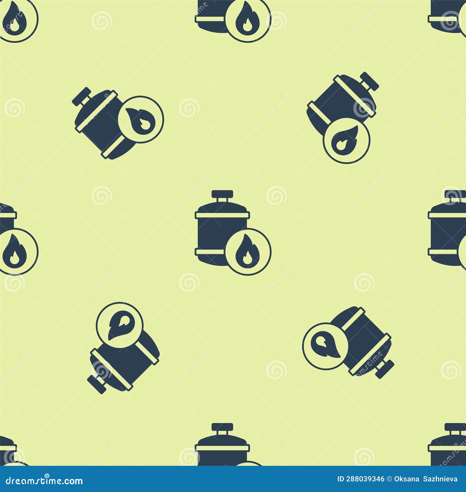Blue Propane Gas Tank Icon Isolated Seamless Pattern on Yellow ...