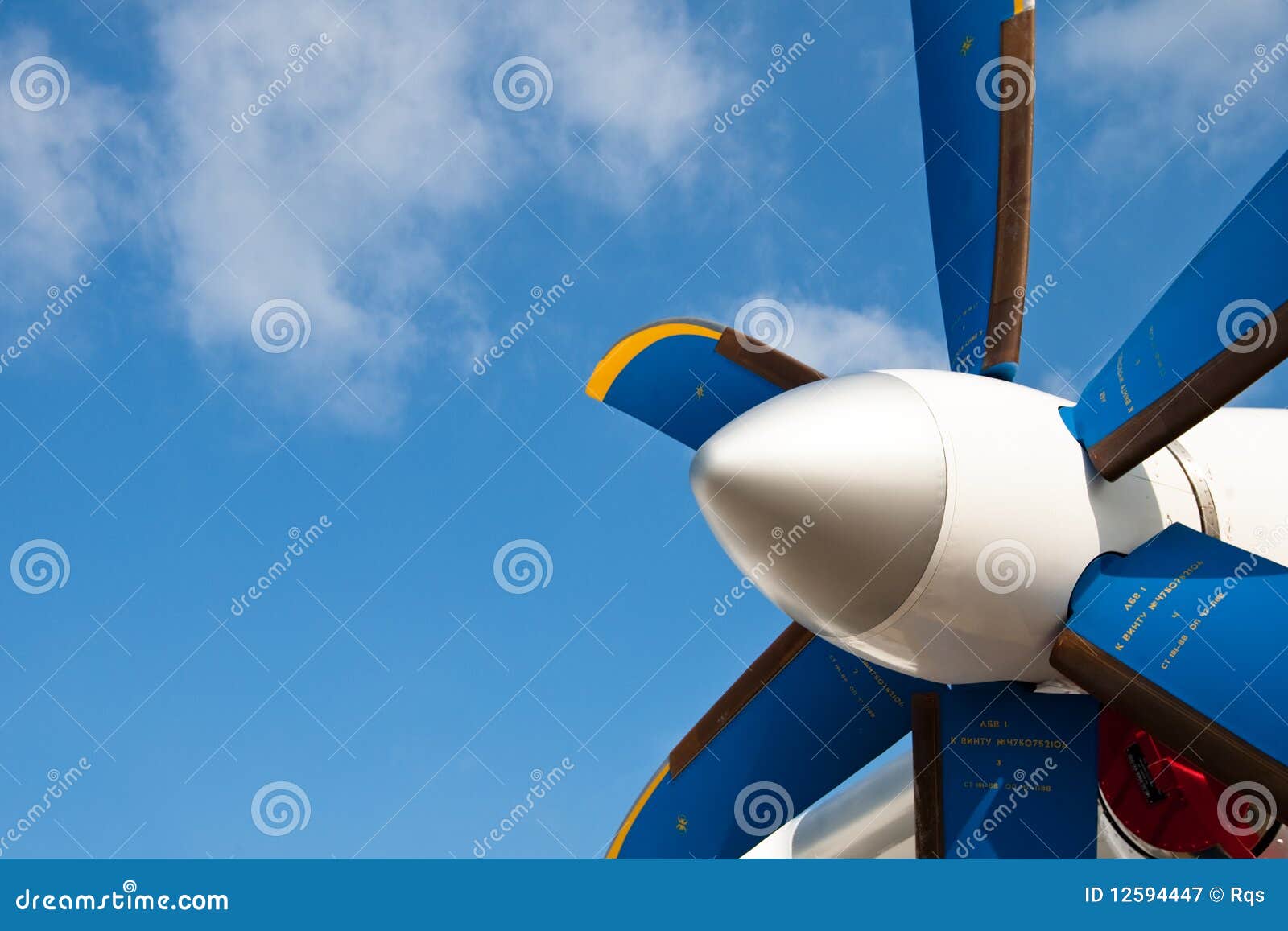 Blue Propeller of White Airplane Stock Image - Image of motor, stick ...