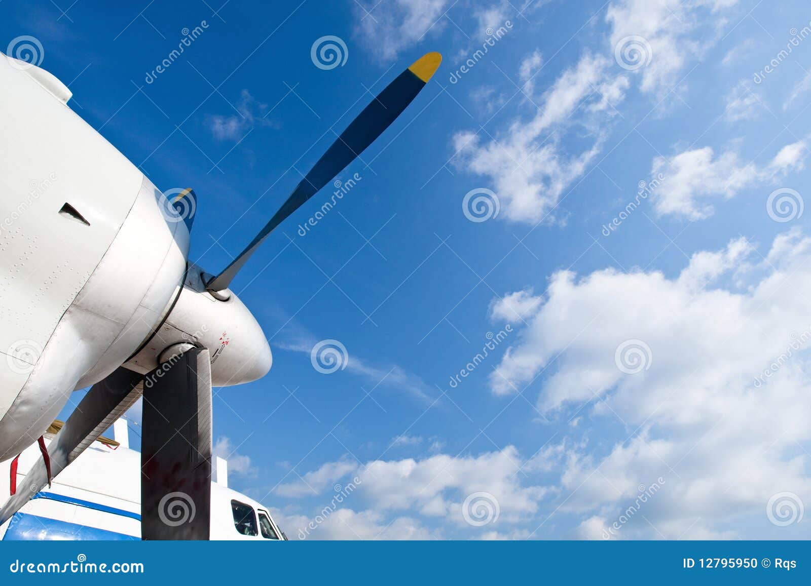 Blue Propeller of White Airplane Stock Photo - Image of color, white ...