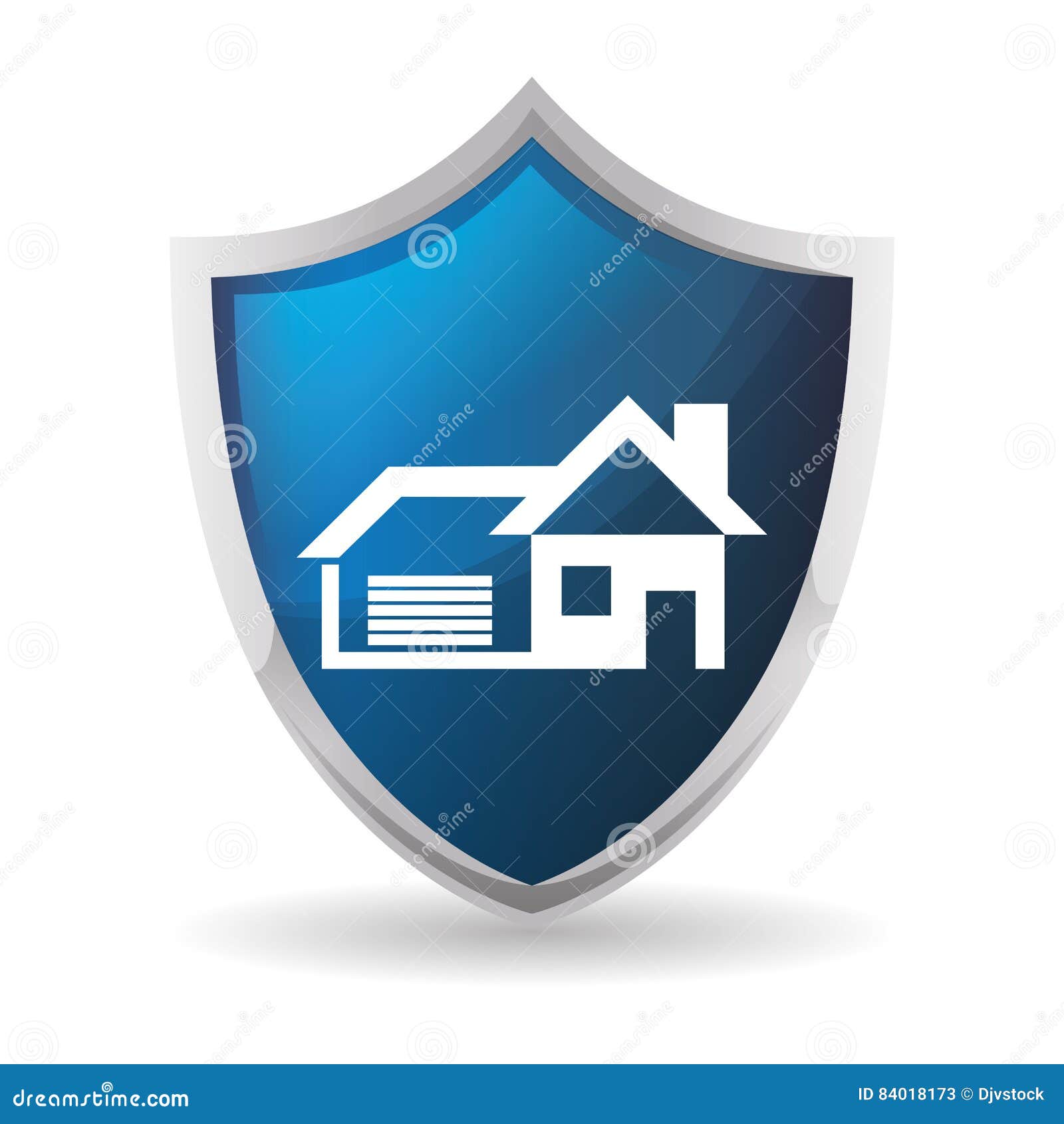 Blue Protection Shield Home Security Insignia Stock Illustration ...