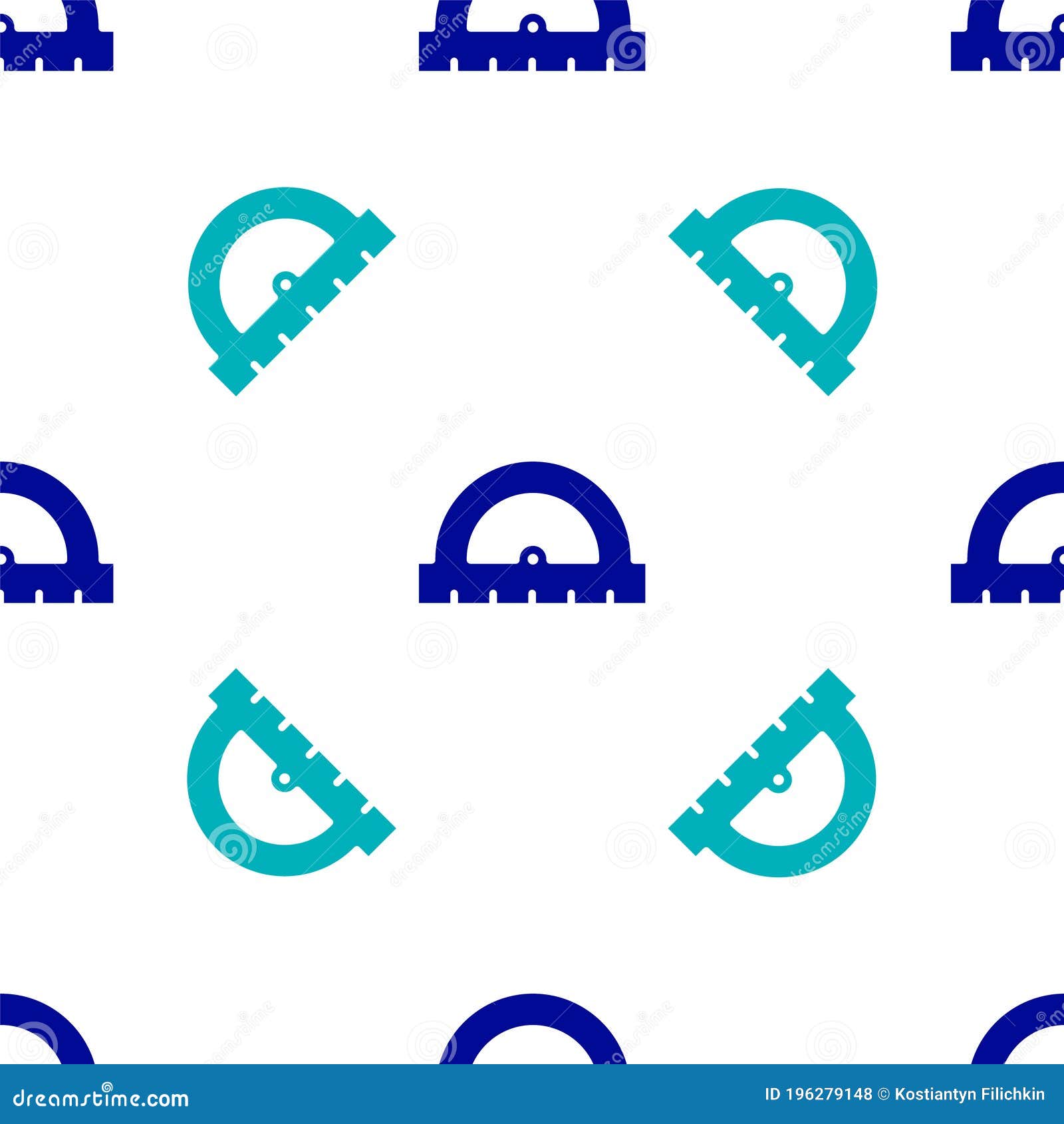 Blue Protractor Grid for Measuring Degrees Icon Isolated Seamless ...