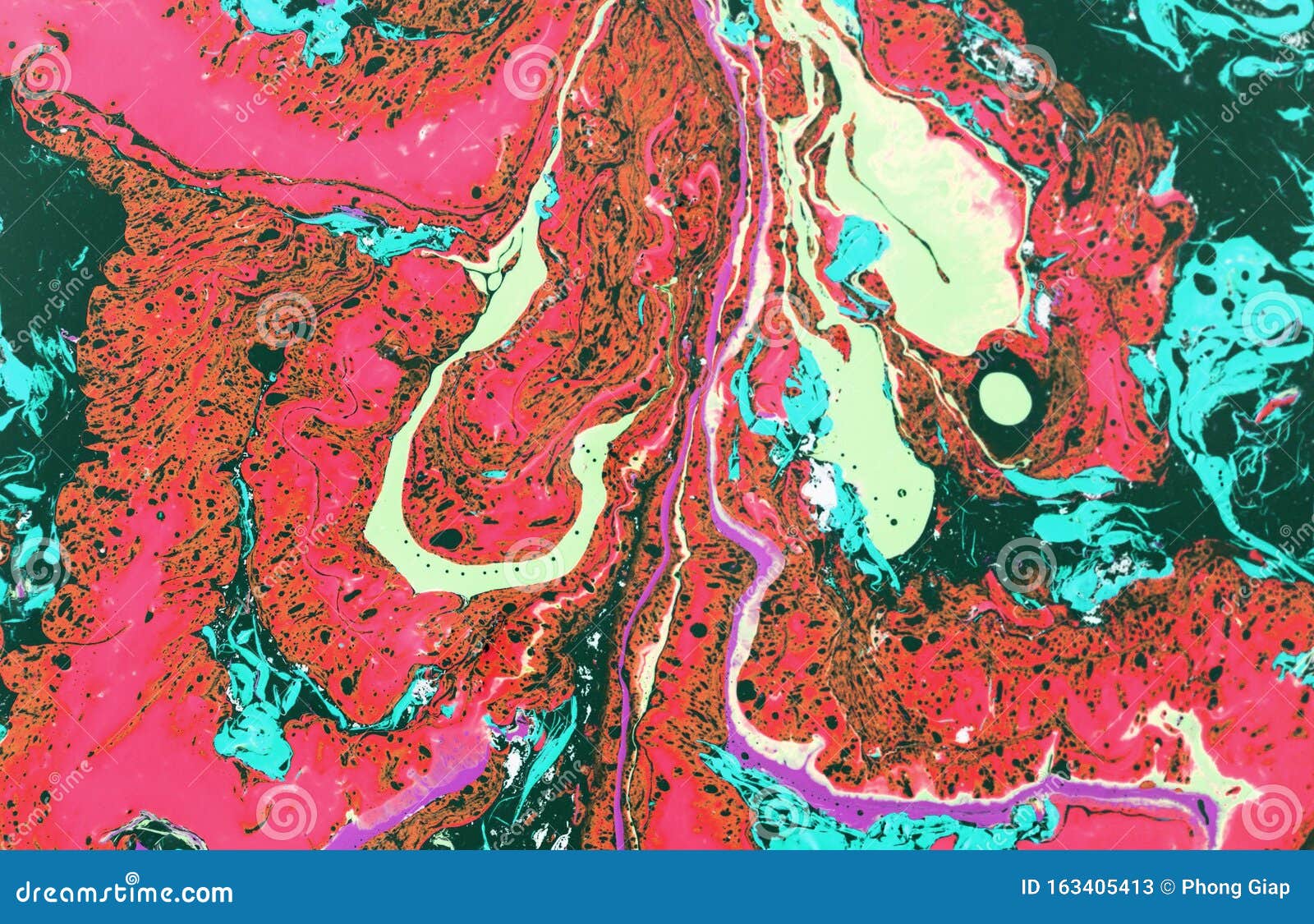 Blue Psychedelic Bright Colors Mixed in Black Liquid, Abstract Patterns ...