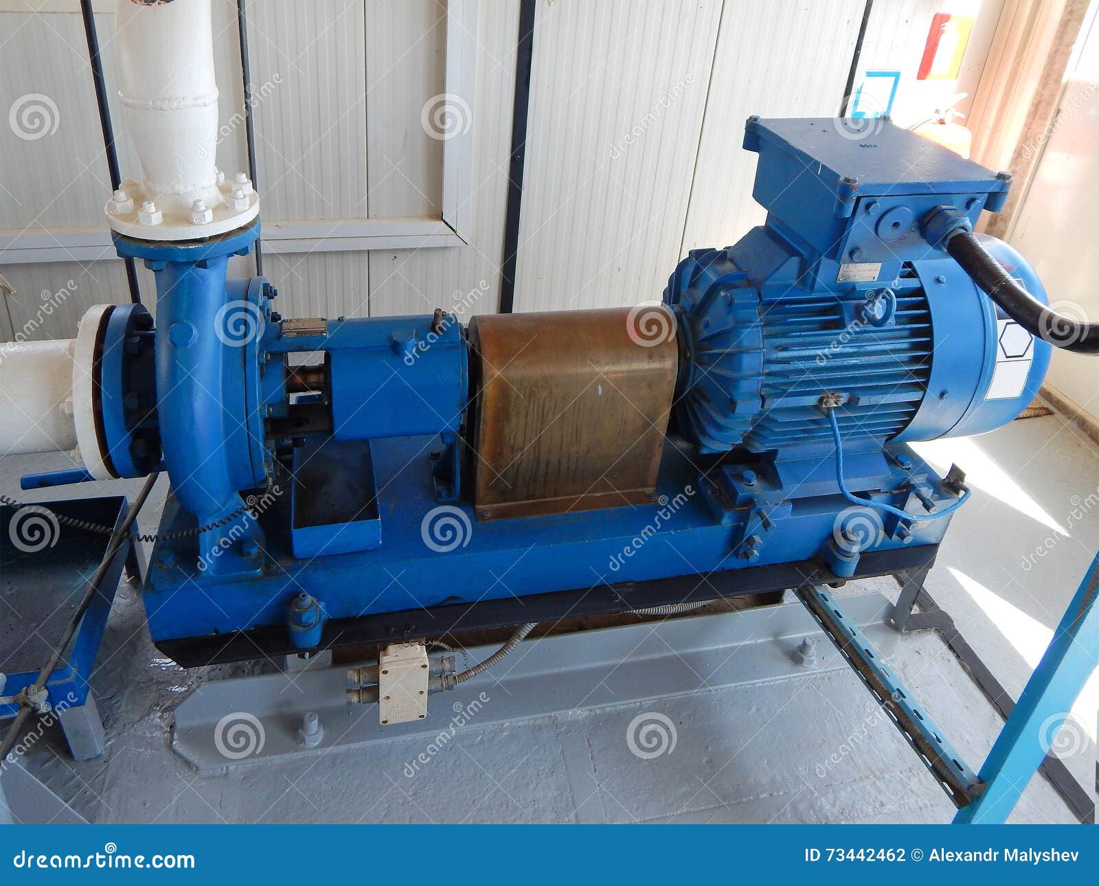 Blue pump. stock photo. Image of industrial, pump, equipment - 73442462