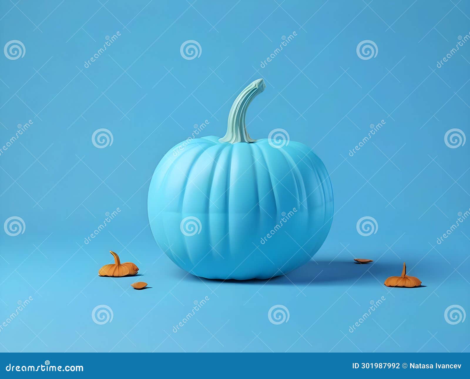 Blue Pumpkin on a Pastel Blue Background Stock Illustration ...