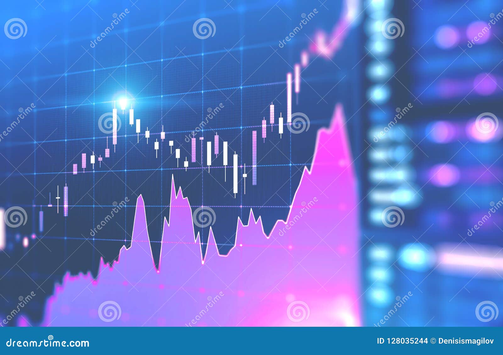 Blue and Purple Graphs and Diagrams Interface Stock Photo - Image of ...