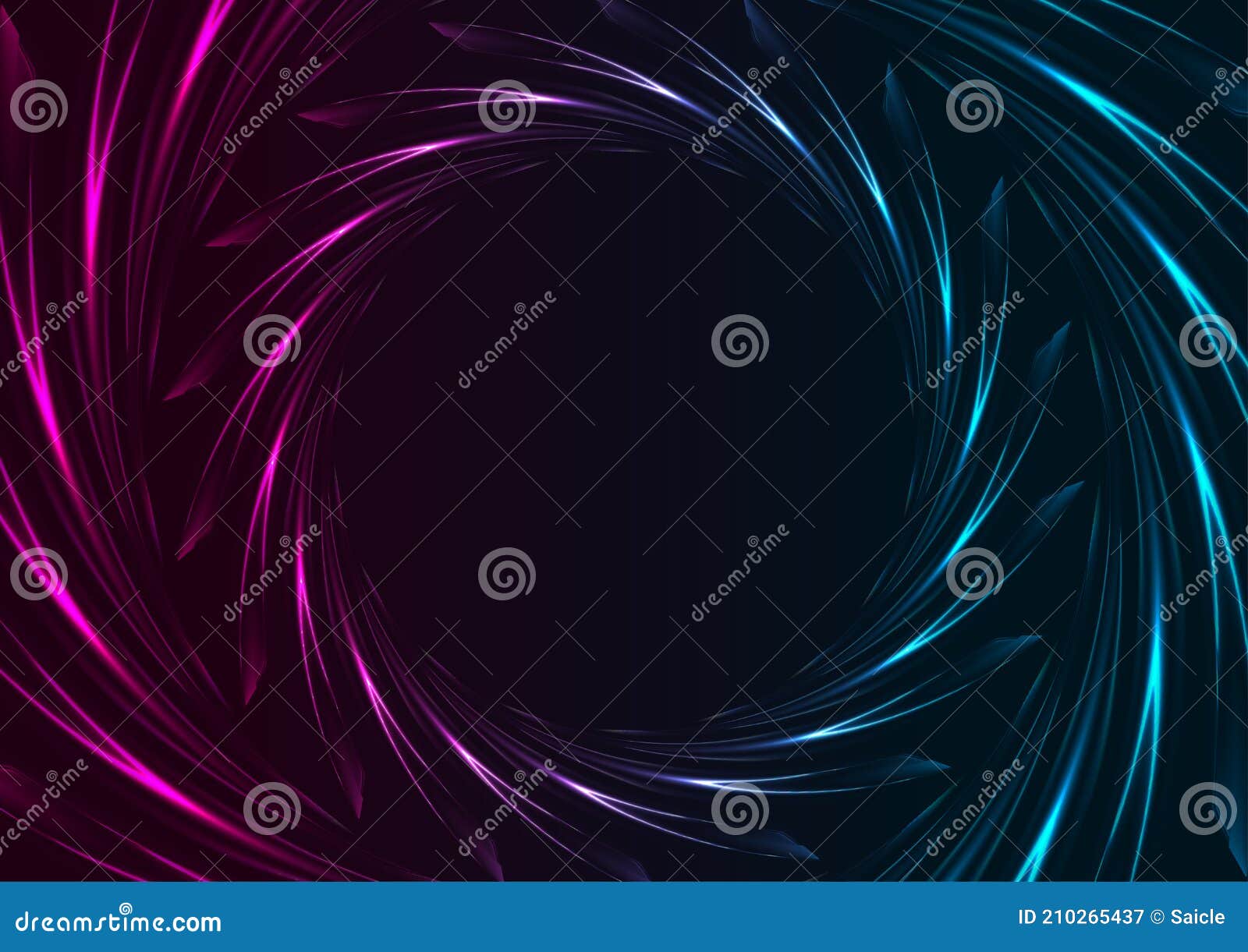 Blue Purple Neon Glowing Glossy Round Shapes Abstract Background Stock ...