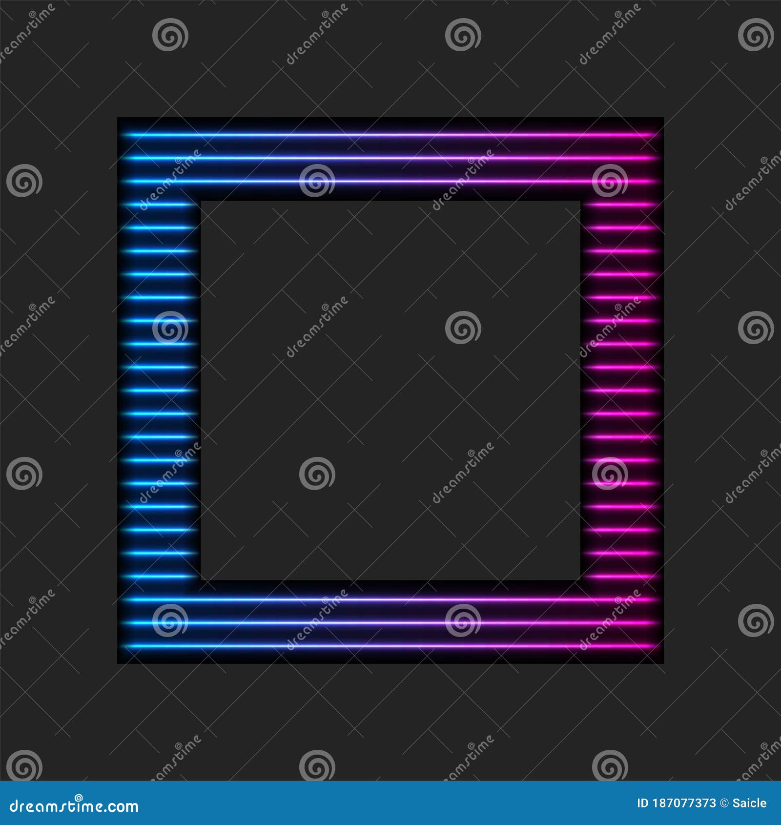 Blue Purple Neon Square Frame Abstract Tech Background Stock Vector ...
