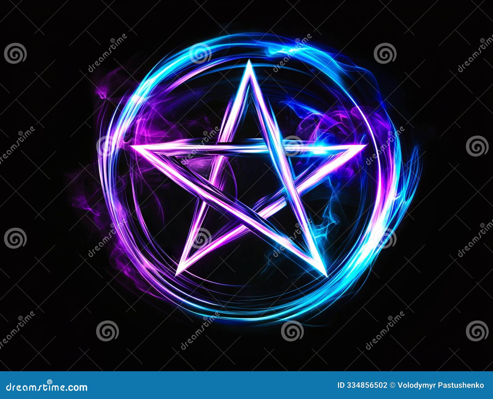 A Blue and Purple Pentagram on a Black Background Stock Photo - Image ...